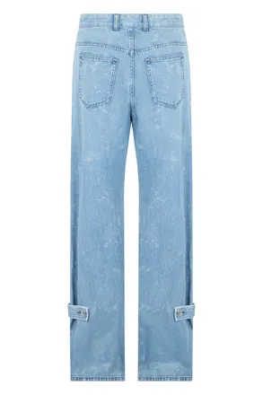 Paco Rabanne Womens Straight-Leg Jeans Light Blue Cotton