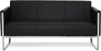 hjh OFFICE Lounge-Sofa 3-Sitzer Aruba Step Kunstleder Polstersofa Couch modern mit Metallgestell, 159 x 78 x 71 cm, Schwarz