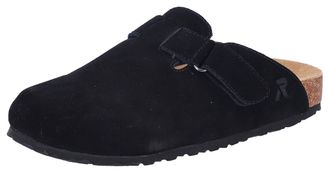 Rieker Clog RIEKER, Damen, Gr. 36, schwarz, Veloursleder, unifarben, Basic, Schuhe Clog, Pantolette, Hausschuh, Sommerschuh mit Klettriemchen