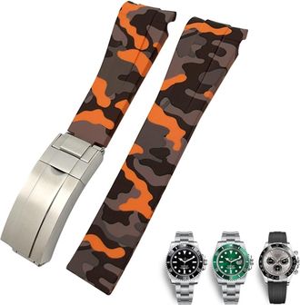 Generic 20 mm 21 mm Gummi-Uhrenarmband passend für GMT Sportuhrenarmband mit gebogenem Ende
