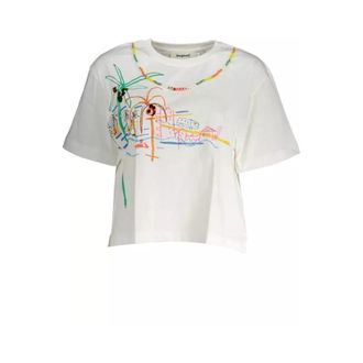 Desigual Wei&szlig;es Baumwoll T-Shirt mit Kurzen &Auml;rmeln und Druck - - Tops - Damen - Wei&szlig; - XL