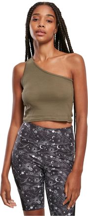 Urban Classics Damen Ladies Cropped Asymmetric Top Khaki, XXL