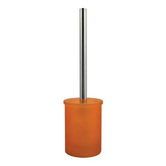 Spirella WC B&uuml;rste Klob&uuml;rste Toilettenb&uuml;rste Yoko mit hygienischem Beh&auml;lter Glas Orange
