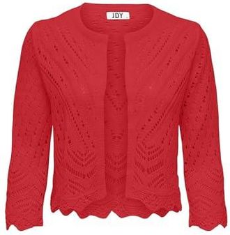 Jacqueline de Yong JdY Jdysun 3/4 Cropped Cardigan KNT Noos Crochet, Rouge Mars, XXL Femme