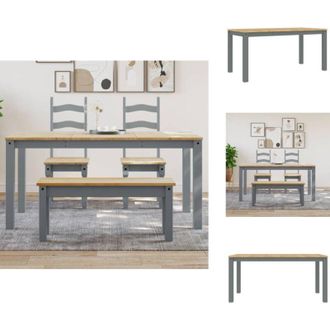 vidaXL Esstisch Panama Grau 160x80x75 cm Massivholz Kiefer - Esstisch - Holzm&ouml;bel - Kiefernholz - Esszimmertisch - K&uuml;chentisch