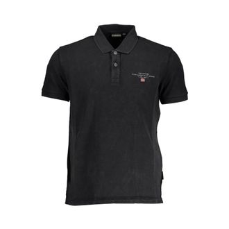 Napapijri Schwarzes Baumwoll Herren Polo Shirt - - Tops - Herren - Schwarzk - L