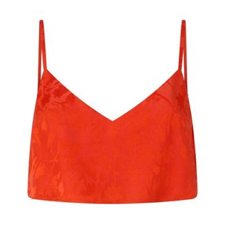 Pinko Pinko, Femme, Tops, Orange, Taille: 38 FR Haut Fleuri &agrave; Col en V
