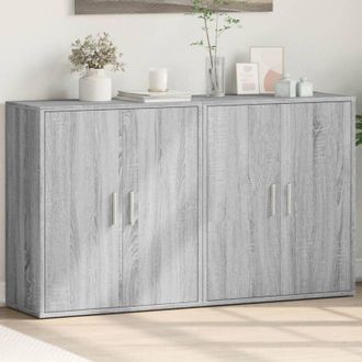 vidaXL Buffets 2 pcs sonoma gris 60x31x70 cm bois ding&eacute;nierie - Vidaxl