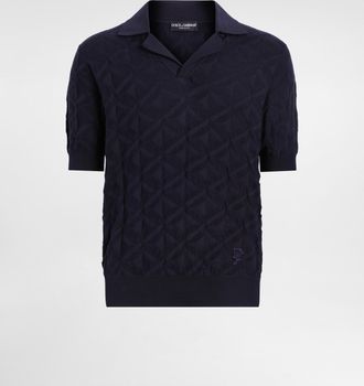 Dolce & Gabbana Poloshirt Aus Seide Mit Logostickerei - Mann Strickwaren Blau 48