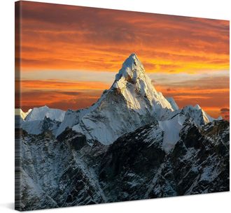 Picanova Leinwandbild 80x60cm Berge Sonnenuntergang - Leinwanddruck - Wandbild Kunstdruck Auf 2cm Holz-Keilrahmen F&uuml;r Schlaf- Und Wohnzimmer Wanddekoration - B
