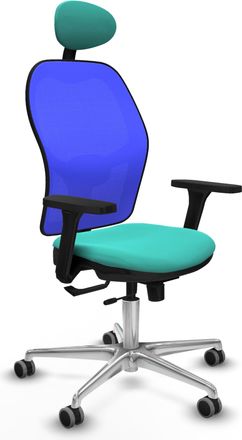 Piqueras y Crespo Ergonomischer Stuhl aus Pc mit 3D-Armen, h&ouml;henverstellbarer Lendenwirbelst&uuml;tze und festem Kopfteil, ausgestattet mit Syncro/Traslack und injiziertem S