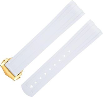 Generic QTYQWC 20 mm gebogenes Ende aus FKM-Fluorkautschuk f&uuml;r Armband f&uuml;r Seamaster 300 Diving Ersatz-Uhrenarmb&auml;nder mit Faltschlie&szlig;e aus Edelstahl