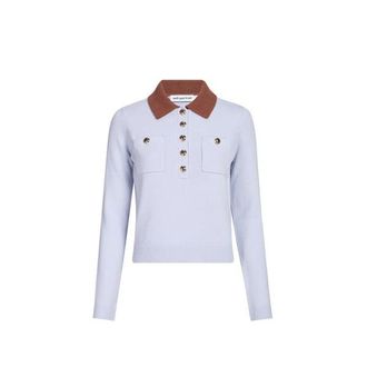 Self Portrait Top col classique en laine et laine dalpaga m&eacute;lang&eacute;es