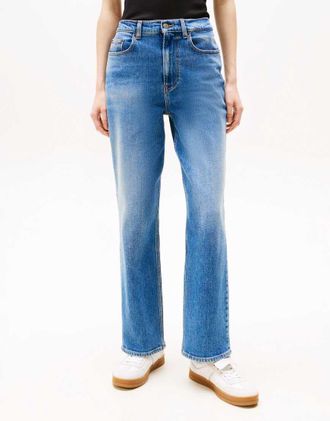 Tommy Jeans Layla - Schmale Straight Jeans in mittlerer Waschung-Blau