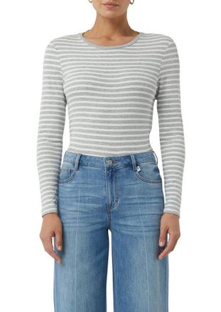 Comma Langarmshirt gestreift, figurbetont, casual, Rundhals