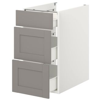 IKEA Ikea ENHET Unterteil cb w 3 Schubladen, 40x62x75cm, wei&szlig;/grau Rahmen