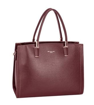 David Jones Paris - Sac Cabas Port&eacute; main Femme Ville - Sac &agrave; main Similicuir Taille Grande - 3 Compartiments - Chic El&eacute;gant Pratique (Windsor Wine)
