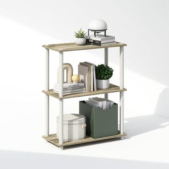 Furinno Turn-N-Tube 3-stufiges, kompaktes Mehrzweck-Pr&auml;sentationsregal, Regaleinheit, B&uuml;cherregal, Sonoma Eiche/Wei&szlig;