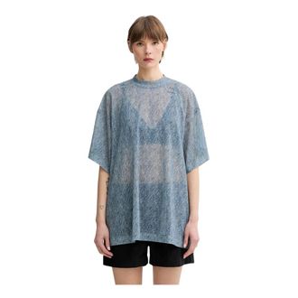 Won Hundred Halbtransparenter T-Shirt - - Tops - Damen - Blau - S