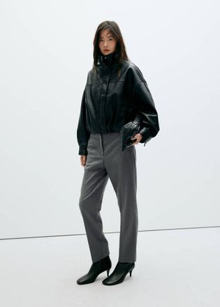 Mango Pantalon droit fines rayures bleu - Femme - 32 - MANGO