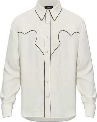 Amiri Homme, Chemises, Beige, Taille: XL Chemise &agrave; surpiq&ucirc;res d&eacute;coratives
