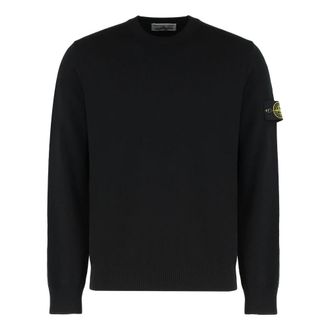 Stone Island Rundhals-Strickpullover mit Abnehmbarem Patch - - Knitwear - Herren - Schwarzk - 3XL