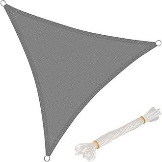 Woltu Voiles dombre Triangle 5x5x5 m Respirante en HDPE, Toile dombrage Protection Solaire, Anti 85% UV Contre Le Vent, pour Jardin terrasse Camping Gris