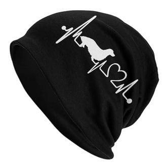 Generic Femme Homme Bonnets Tricot&eacute; Ligne De Survie pour Les Battements De Coeur des Teckels Bonnet dhiver Doux Bonnets De Ski Chaud Bonnet &Agrave; Revers pour Ski 