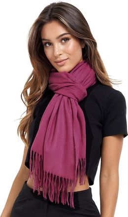 Glamexx24 Schal Damen Winterschal Gef&uuml;hl Langer Schal mit Fransen Baumwolle Warm Herbst Winter Unifarben Deckenschal und T&uuml;cher 200 x 74 cm