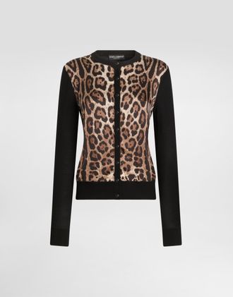 Dolce & Gabbana Cardigan Aus Wolle Mit Leo-print - Frau Strickwaren Animalprint 46