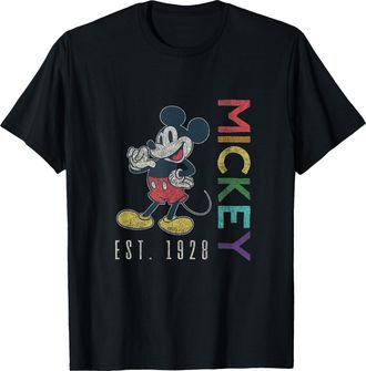 Disney Mickey Mouse Est 1928 Rainbow Lettering T-Shirt