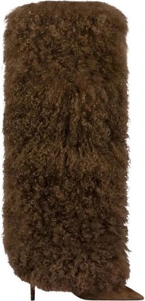 PARIS TEXAS Femme, Chaussures, Brun, Taille: 38 EU Furry Stiletto Boot 105