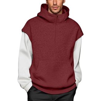 Generic Sweat &agrave; capuche surdimensionn&eacute; deux pi&egrave;ces avec fermeture &eacute;clair pour homme - Sweat &agrave; capuche &agrave; manches longues avec poche - Couleurs contrast&eacute;es - V&ecirc;