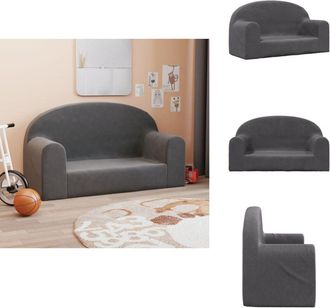 vidaXL Kindersofa 2-Sitzer Anthrazit Weich Pl&uuml;sch - Kindercouch - Kuschelplatz - Spielzeugsofa - Kinderzimmer Dekoration - Sitzsack Kinder