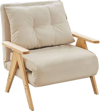 Generic Sessel Mit Schlaffunktion Schlafsessel 3 In 1 Klappsofa V-förmige Massivholzbeine Rebound-Schaumpolsterung 5-Fach Verstellbare Rückenlehne 75/85 cm Br