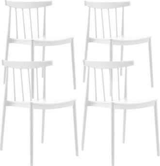 Oviala Lot de 4 chaises de terrasse blanc en plastique