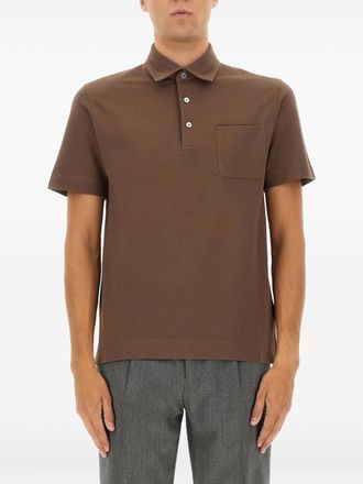 Ermenegildo Zegna polo &agrave; poche poitrine - Marron