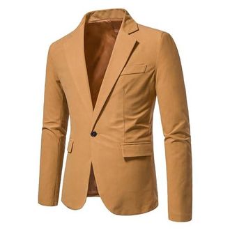 Generic Blazer en velours c&ocirc;tel&eacute; &agrave; revers crant&eacute; pour homme - Veste de sport l&eacute;g&egrave;re et ajust&eacute;e en daim, kaki, XL