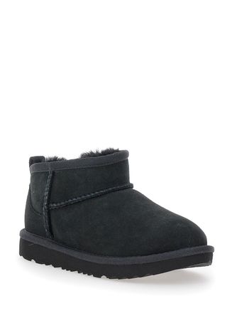 UGG Girls Ankle Boots Ultra Mini Black Suede