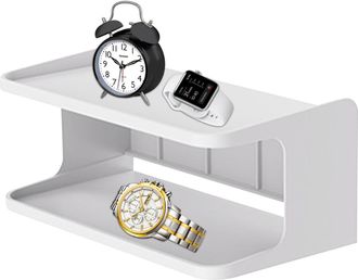 Generico Nachttisch zur Wandmontage - platzsparendes schwebendes Kopfteil mit zweist&ouml;ckiger Aufbewahrung, minimalistischer moderner Organizer f&uuml;r Telefone, Bri