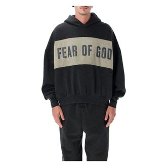 Fear of God Homme, Sweatshirts et sweats &agrave; capuche, Gris, Taille: M SweaT-shirt &agrave; capuche court et d&eacute;contract&eacute; &agrave; panneaux