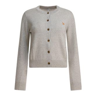 Maison Kitsun&eacute; Grauer Strick Baby Fox Cardigan - - Knitwear - Damen - Grau - XS