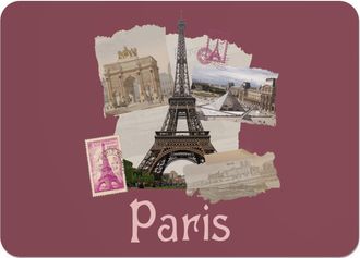 Fabulous Platzsets mit Unterseite aus Kork, Rot, Paris Collage France, Stadt Eiffelturm, Louvre, gro&szlig;, 39,5 x 28,5 cm, 4 St&uuml;ck