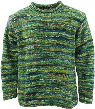 Loud Elephant Pull en laine &eacute;paisse tricot&eacute; &agrave; motifs ray&eacute;s d&eacute;lav&eacute;s arc-en-ciel r&eacute;tro 100% ample oversized chaud, M