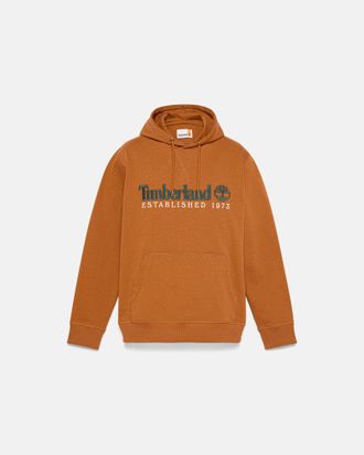 Timberland Loopback-Hoodie mit aufgesticktem Established 1973-Logo f&uuml;r Herren in Braun, Herren, Braun, Gr&ouml;&szlig;e