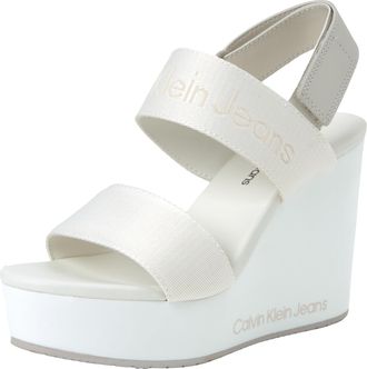 Calvin Klein Jeans Damen Wedges Sandalen Schuhe, Weiß (Creamy White/Eggshell), 40