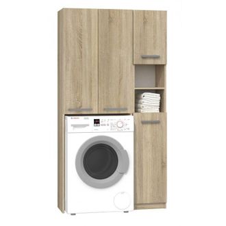 Hucoco KARLI - Ensemble salle de bain style moderne - 96x30x183 - 4 portes+2 tablettes