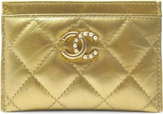 Chanel Portemonnaie - CHANEL KLASSISCHER TIMELESS LOGO CC PERLEN GOLD LE - Gr. unisize - in Gold - f&uuml;r Damen