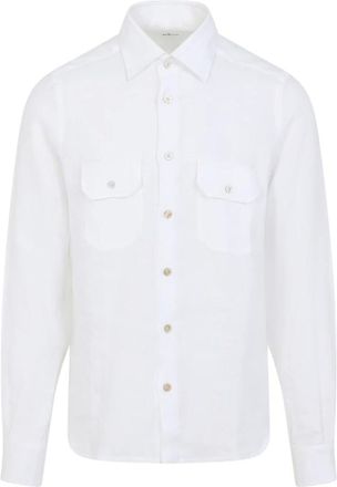 Kiton Homme, Chemises, Blanc, Taille: 2XL Linen Shirt