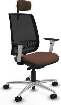 Piqueras y Crespo Ergonomischer Arbeitsstuhl Alares mit wei&szlig;en und schwarzen Armlehnen, h&ouml;henverstellbare Lendenwirbelst&uuml;tze und h&ouml;henverstellbares Kopfteil, Schwarz / 